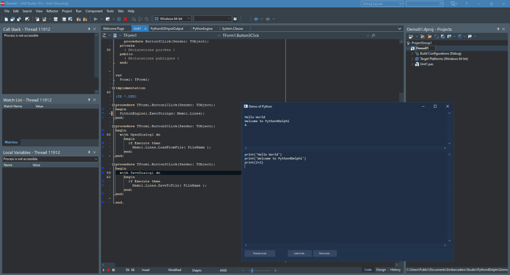 Learn How Build A Python Gui And Run A Simple Python Script In A Delphi