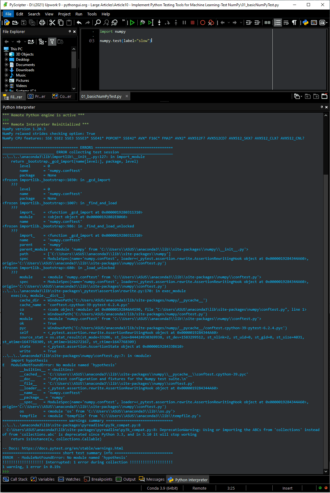 How To Add Python Testing Tools Into Machine Learning Code